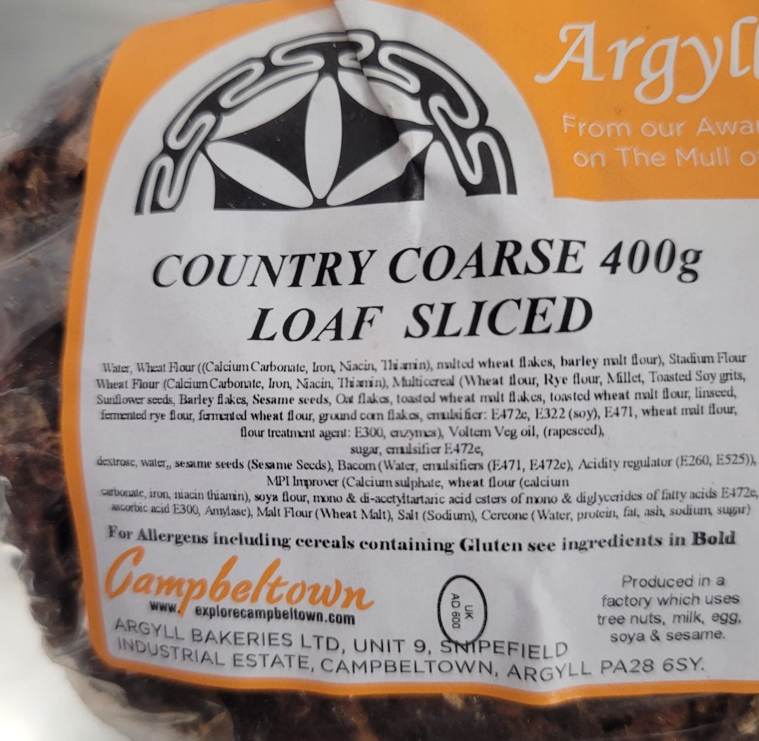 Country Coarse Loaf sliced -400g – Fynest Fish